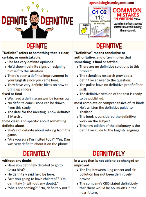 Definite vs Definitive